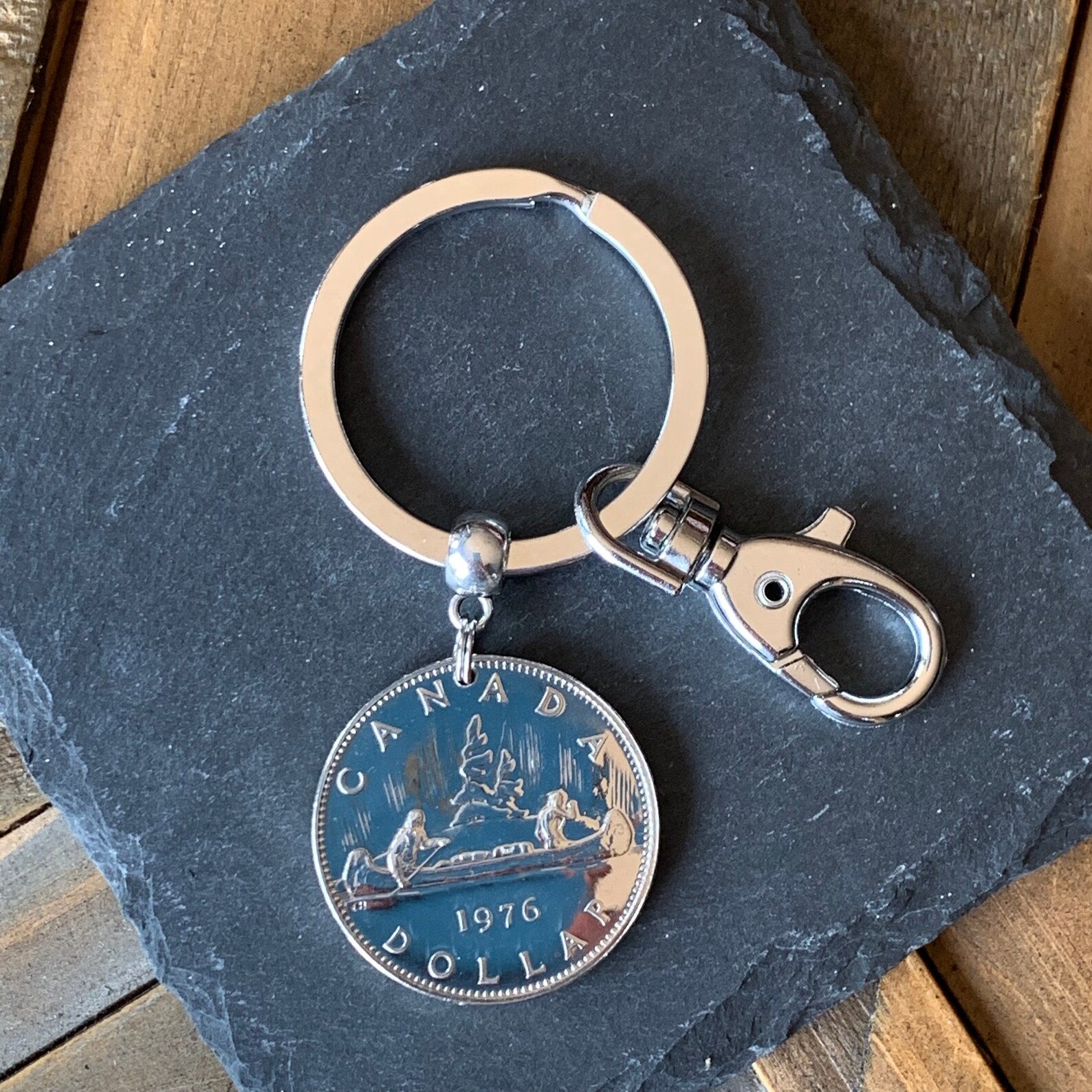 Canadian Dollar Coin Keychain Native American Canoe | Etsy