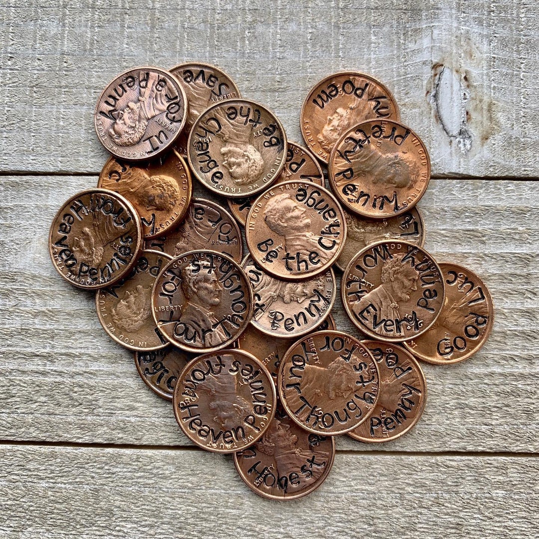 Bulk Custom Stamped Pennies, Words Phrases, Hand Stamped Name Penny ...
