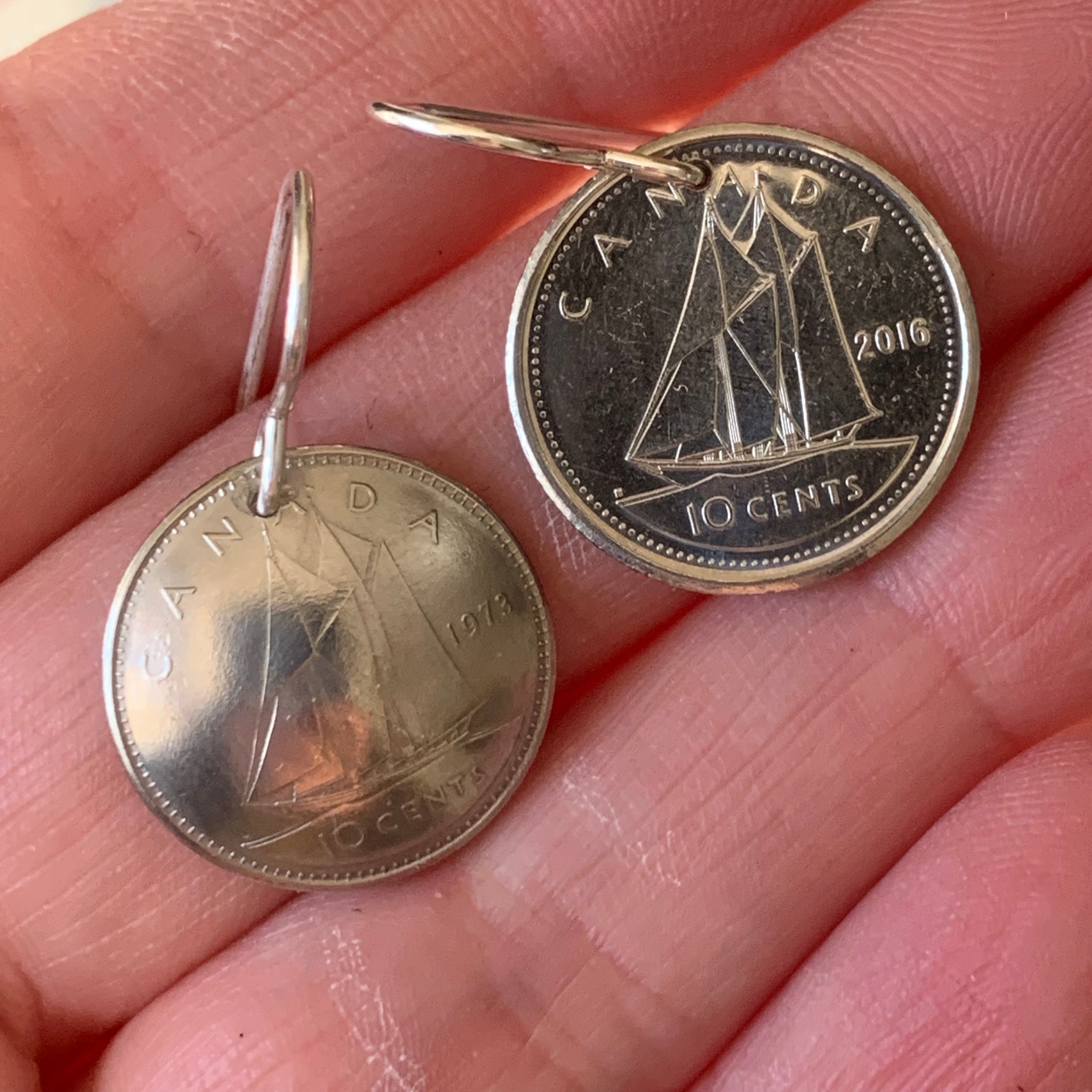 Canadian Dime Earrings Nautical Jewelry Bluenose Sailboat - Etsy