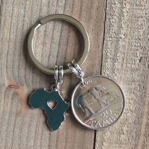 Africa Elephant Coin Keychain Malawi Africa Charm Silver - Etsy