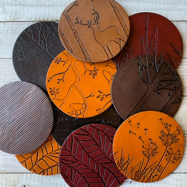 Leather Coasters - Etsy