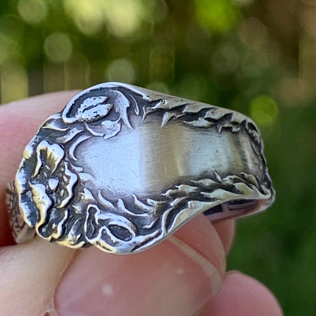 Vintage Gorham Sterling Silver Spoon Ring, Poppy Pattern, Art Nouveau ...