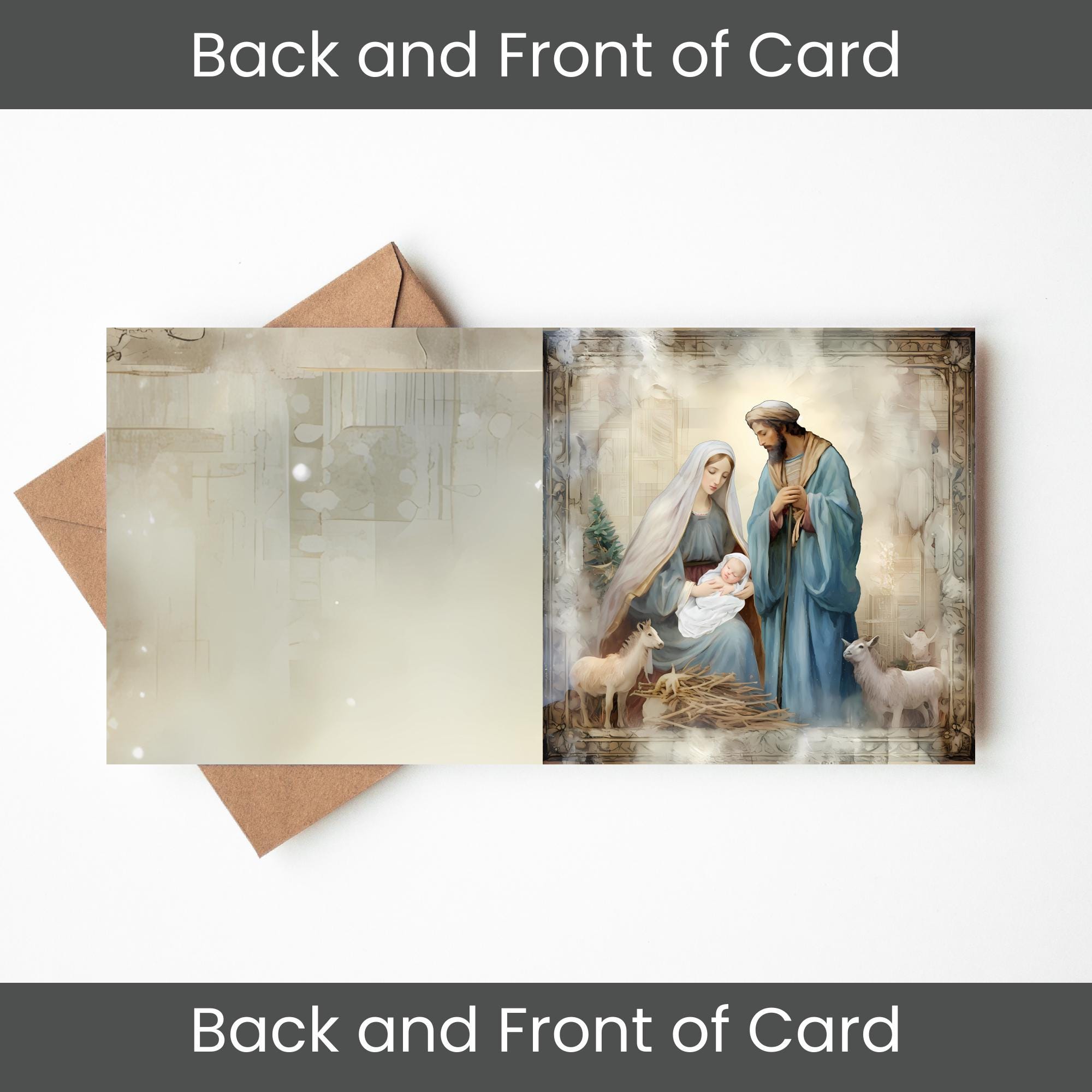 Nativity Christmas Card Traditional Religious Scene Greeting Card Mary ...