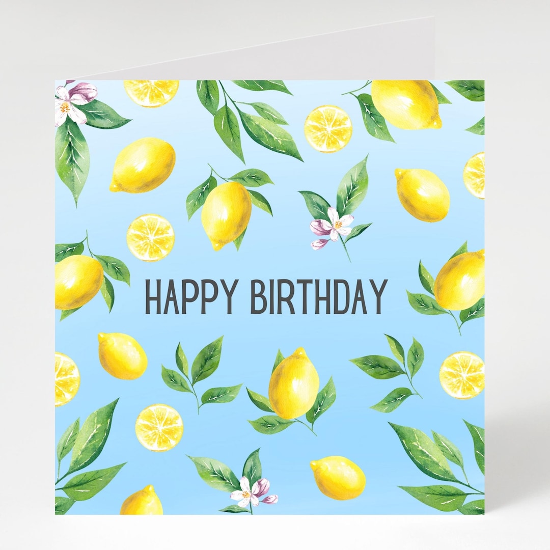 Birthday Card, Lemons Happy Birthday, Modern Lemon Aesthetic Card ...