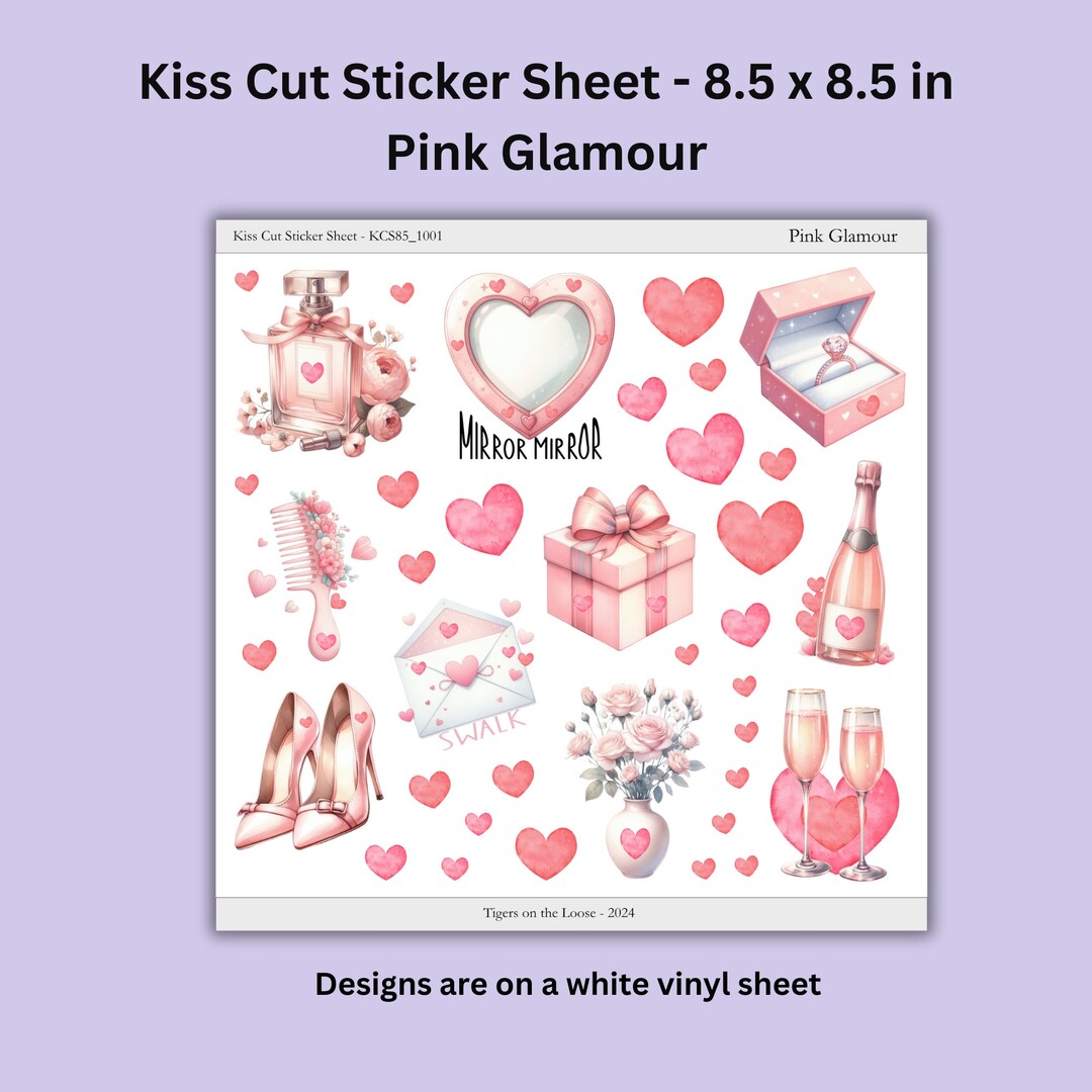 Pink Coquette Stickers Kiss Cut Sheet Matt or Gloss Vinyl Indoor ...
