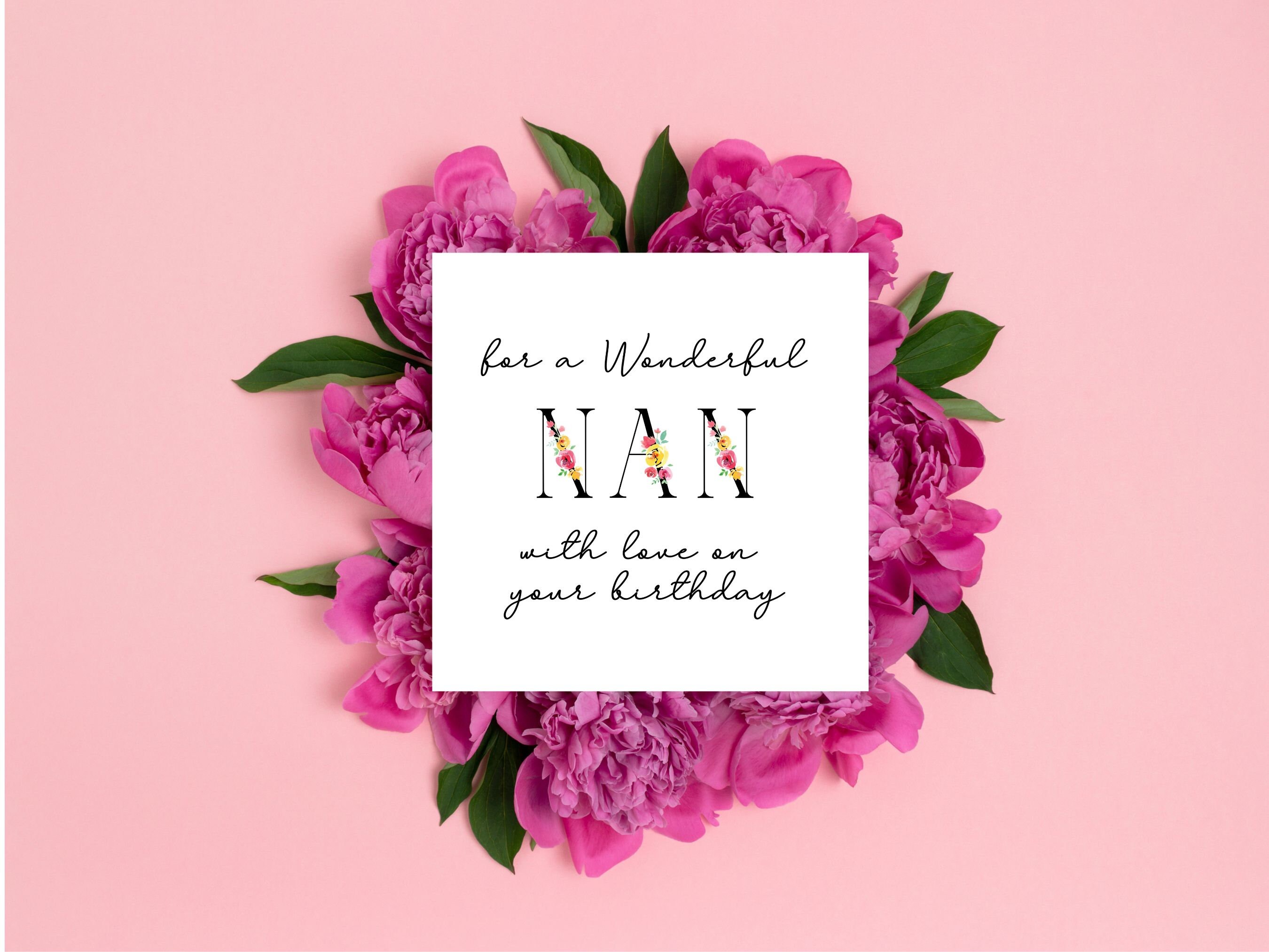 Nan Birthday Card, Floral Birthday Card for Nan - Etsy