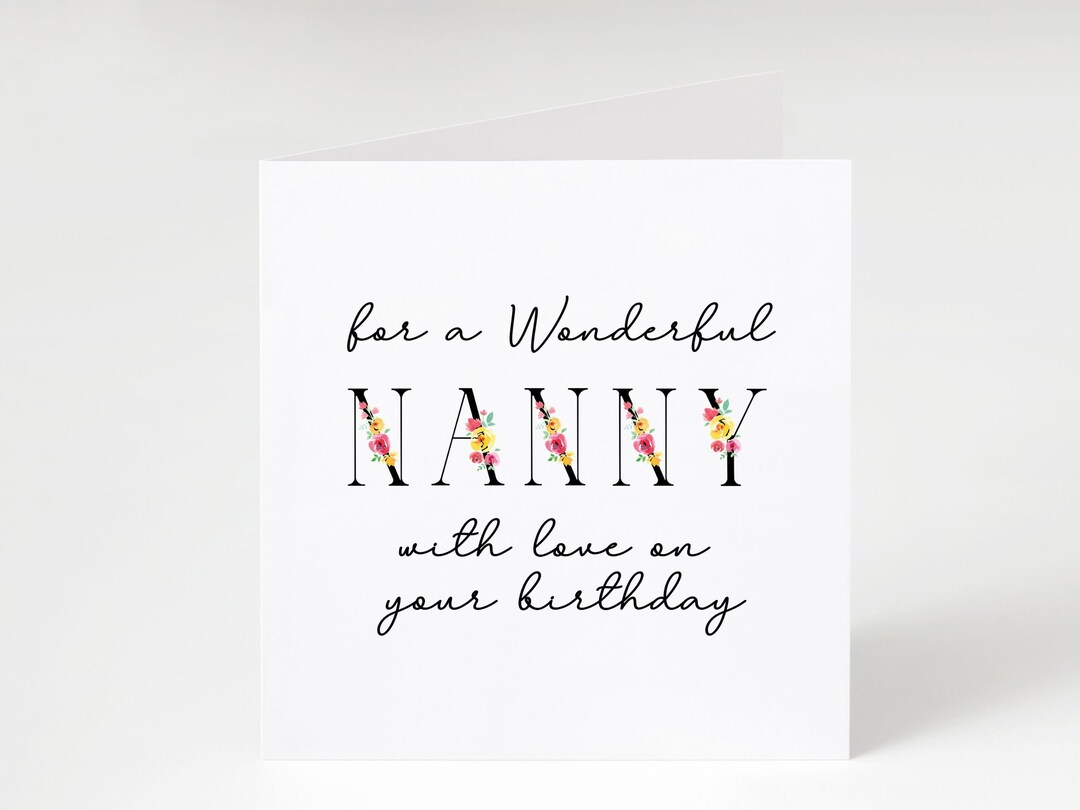 Nanny Birthday Card, Floral Birthday Card for Nanny - Etsy