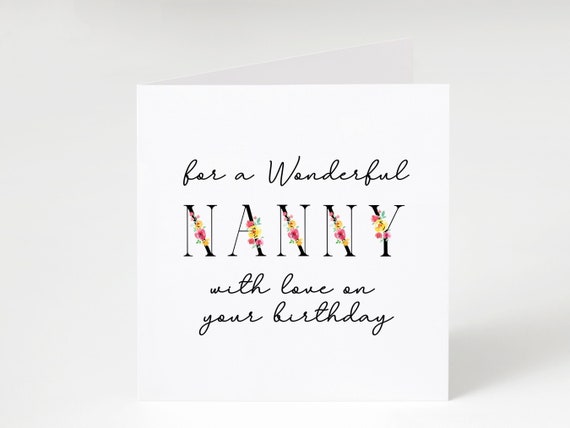 Nanny Birthday Card Floral Birthday Card for Nanny - Etsy