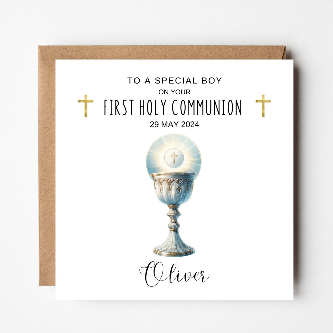Personalised 1st Holy Communion Card for Boy, First Holy Communion Gift ...