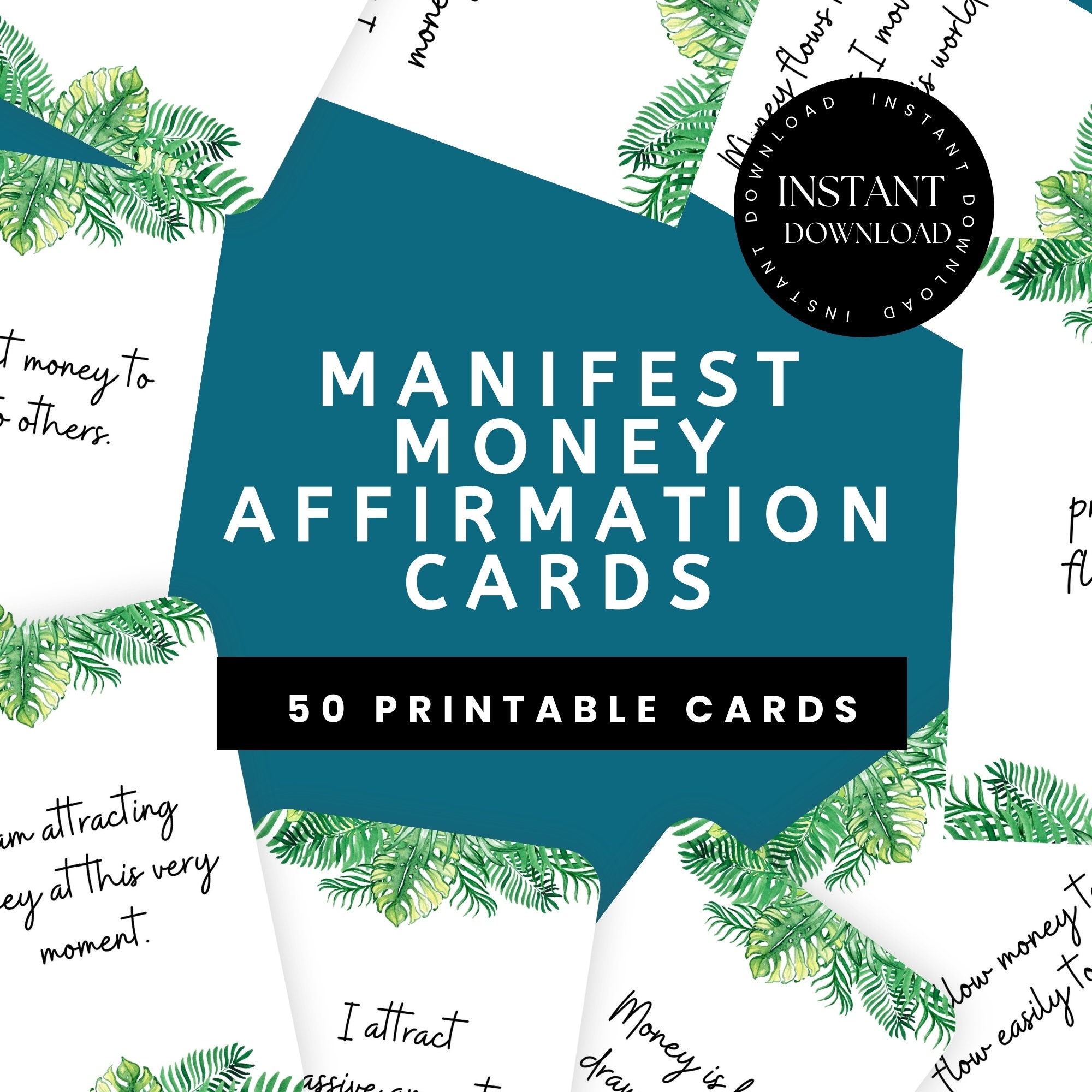 50 Money Mindset Affirmation Cards Printable Vision Board - Etsy