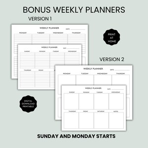 Undated Monthly Planner Printable Monthly Calendar Pages Sunday Monday ...