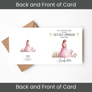 Communion Card for Girl, First Holy Communion Greeting Card, Gift for ...