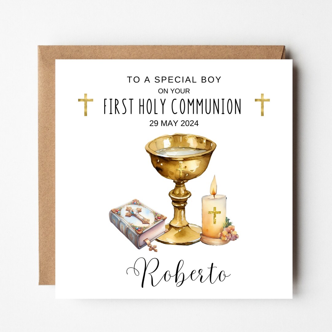 Personalised 1st Holy Communion Card for Boy First Holy Communion Gift ...