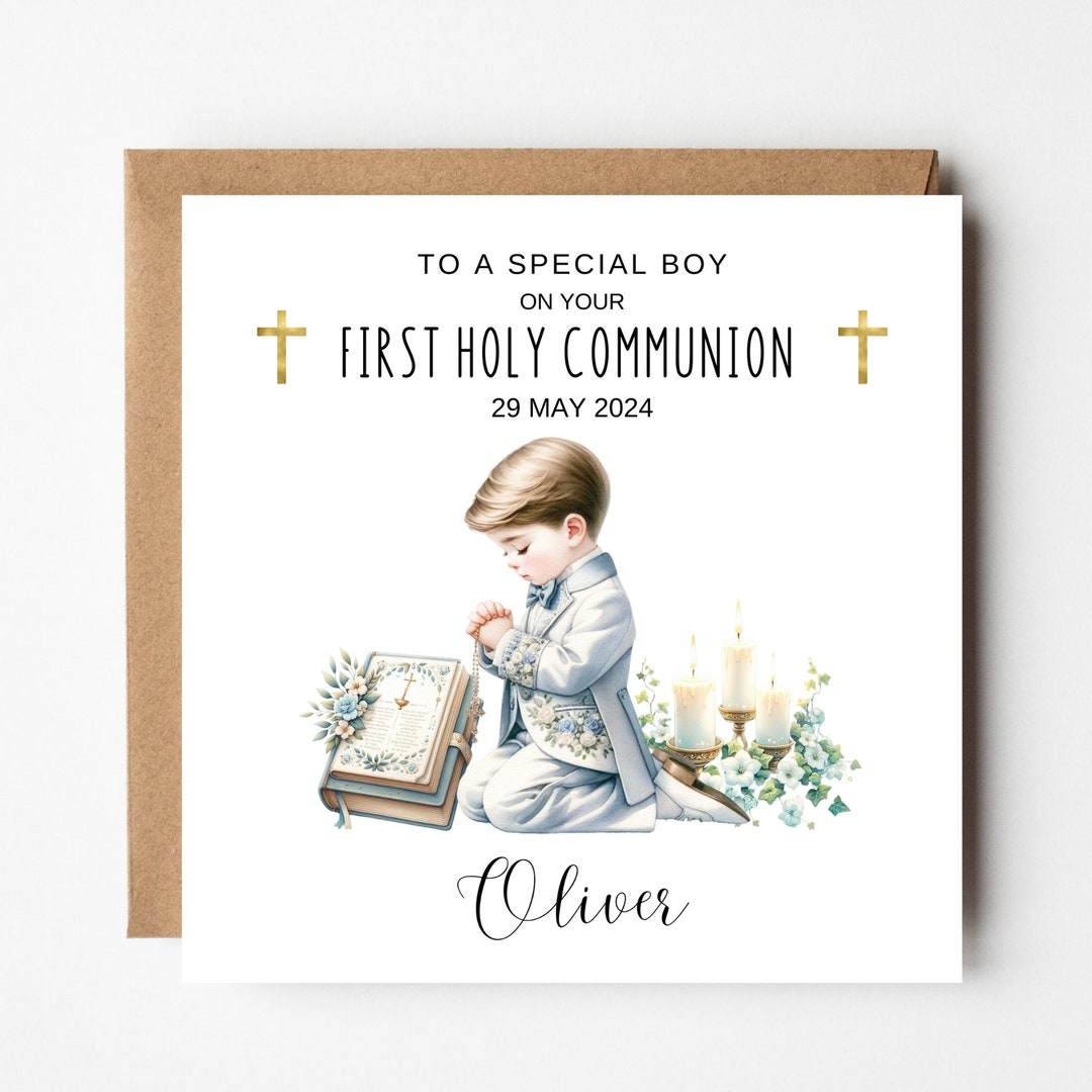 Personalised 1st Holy Communion Card for Boy First Holy Communion Gift ...