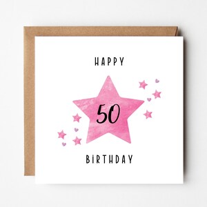 50th Birthday Card Milestone Age Greeting 10 Colours - Etsy