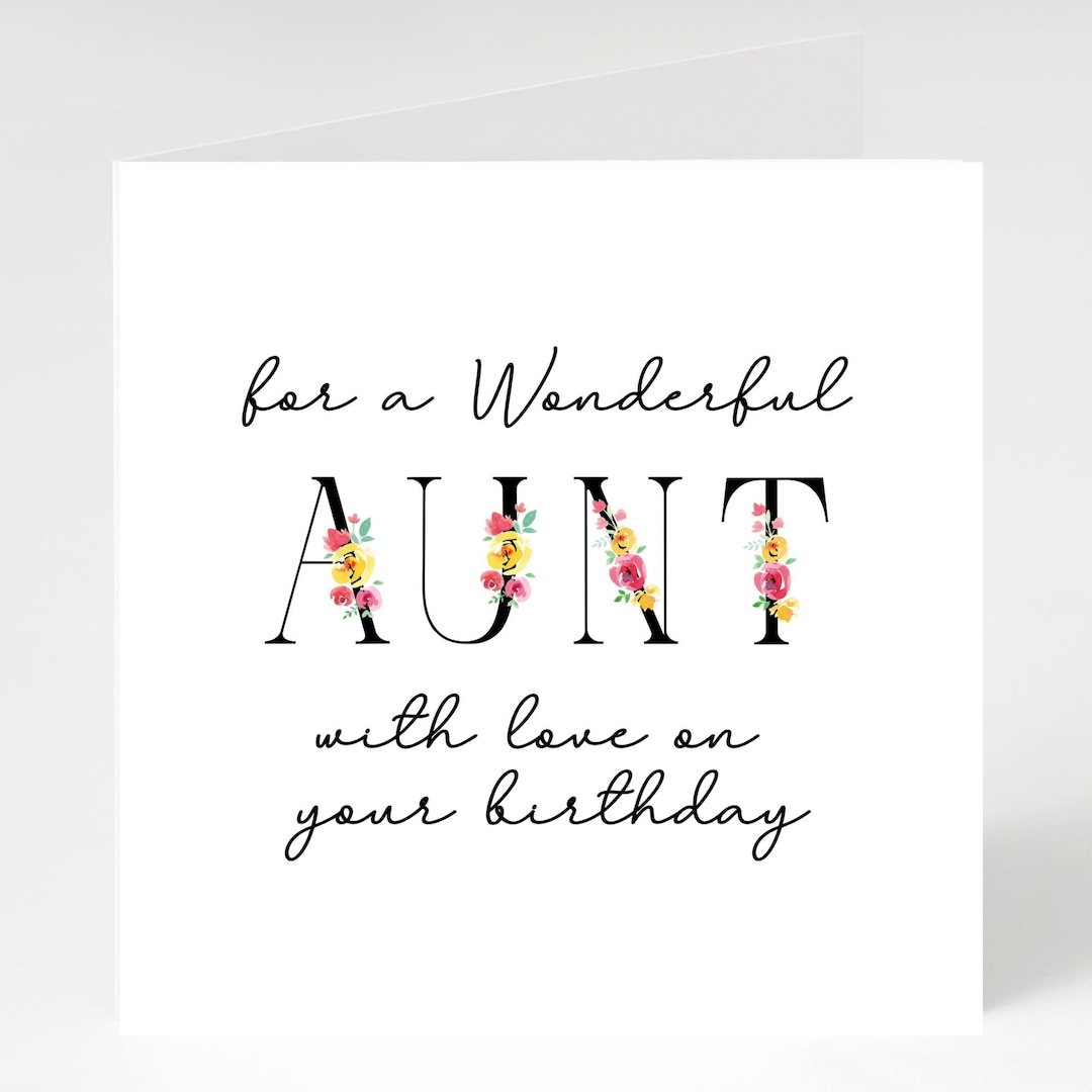Aunt Birthday Card, Birthday Card for Aunt, Modern Floral Greeting Card ...