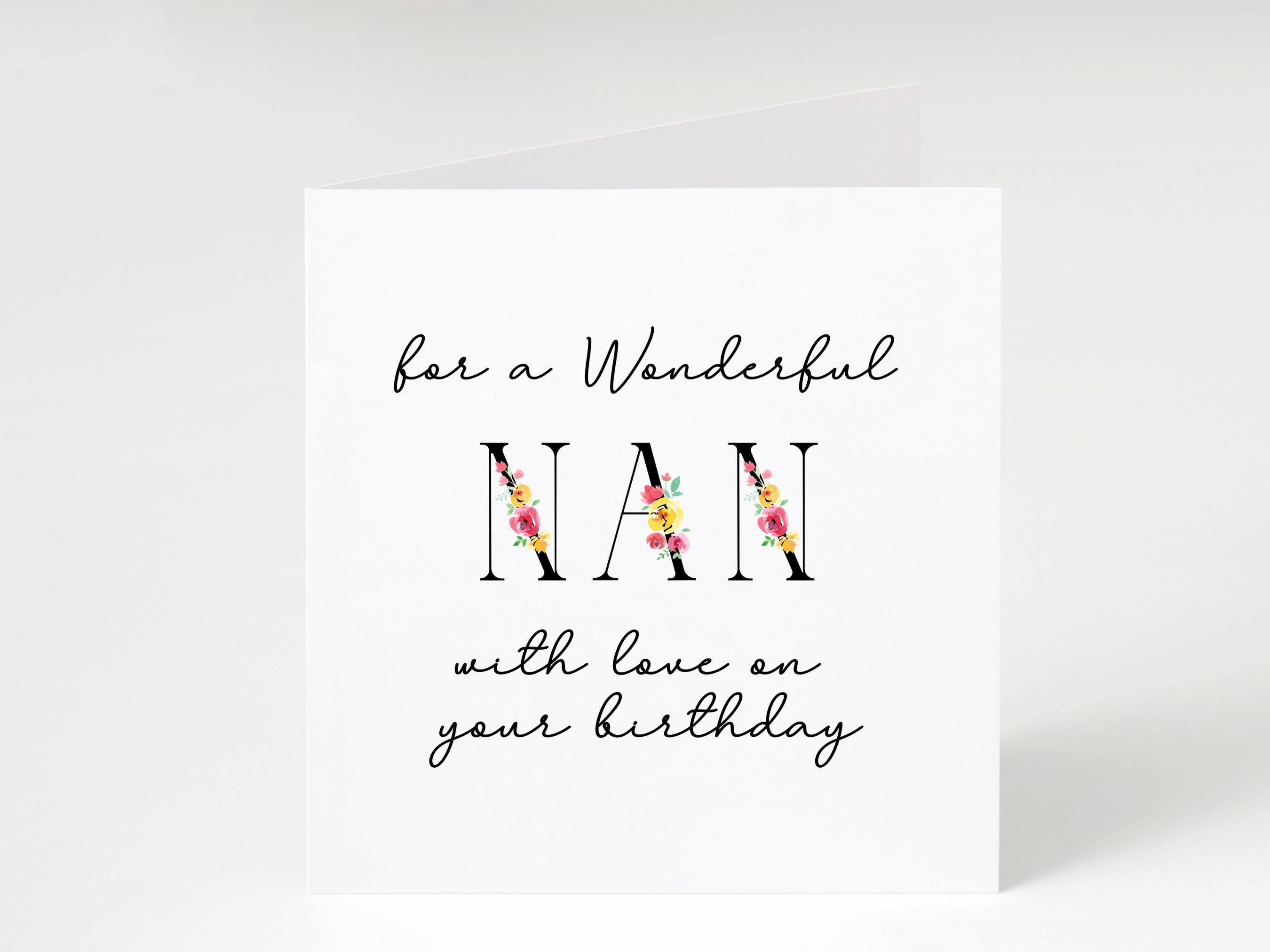 Nan Birthday Card, Floral Birthday Card for Nan - Etsy