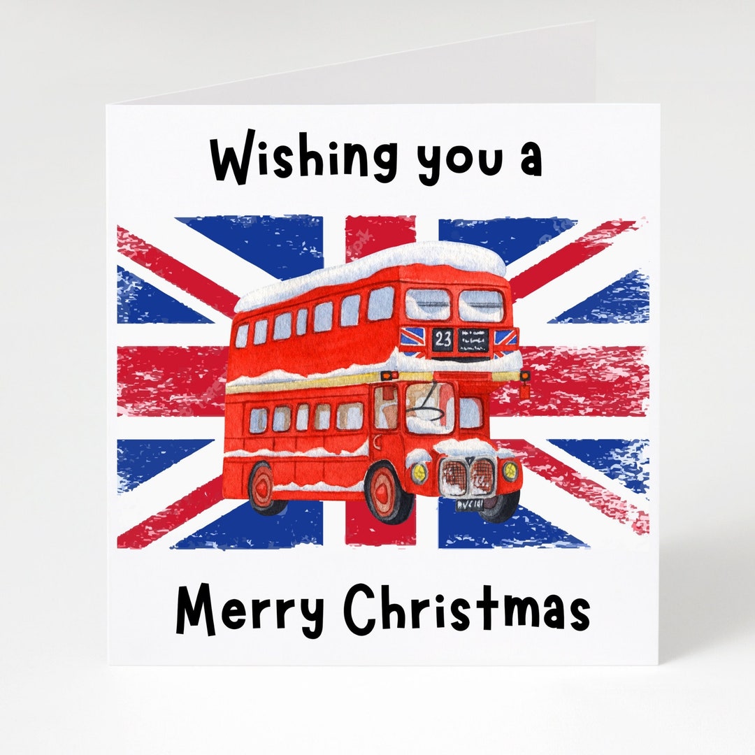 Red London Bus and Union Flag Christmas Card London Theme - Etsy