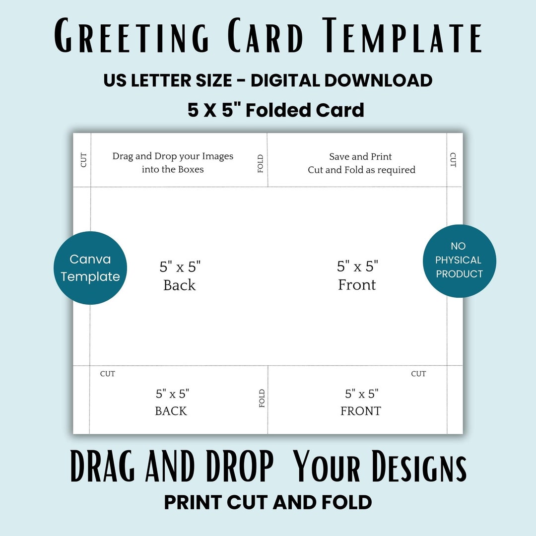 5" X 5" Editable Greeting Card Template, Drag and Drop Card Template on ...