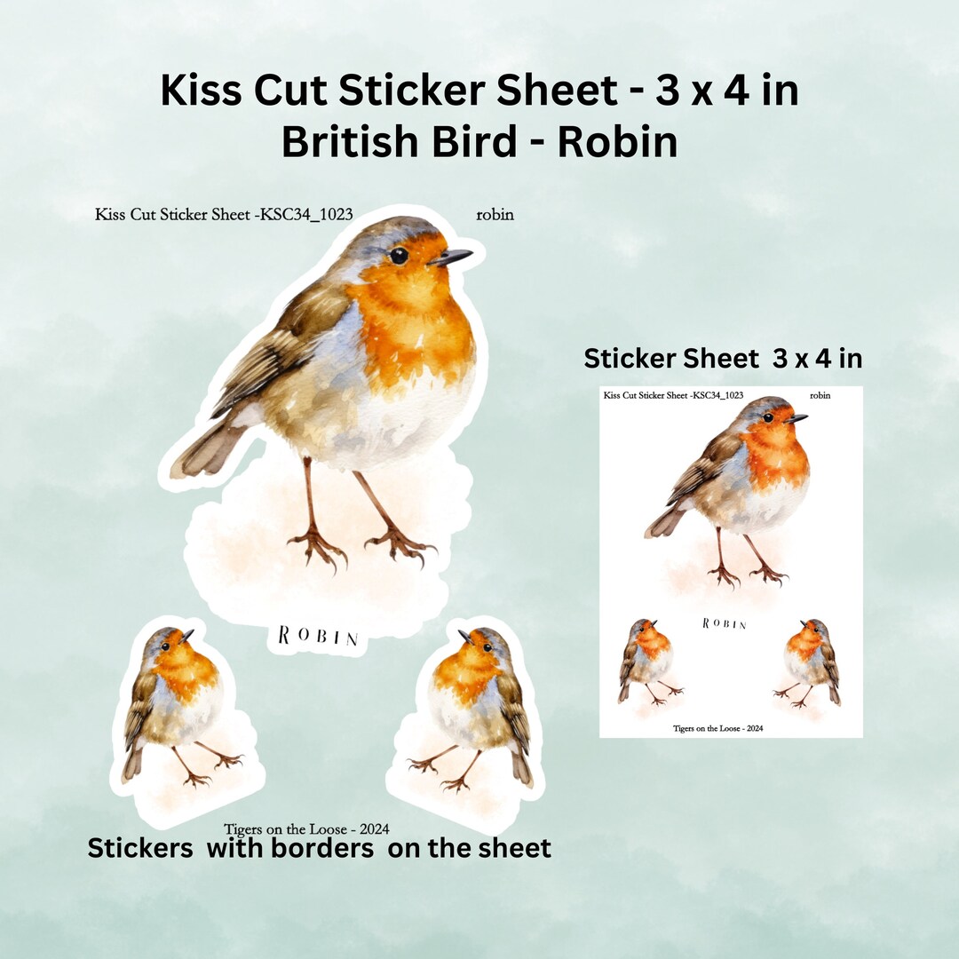 British Bird Stickers Kiss Cut Vinyl Sheet Birdwatching Planners Journals Laptops Notebooks ...