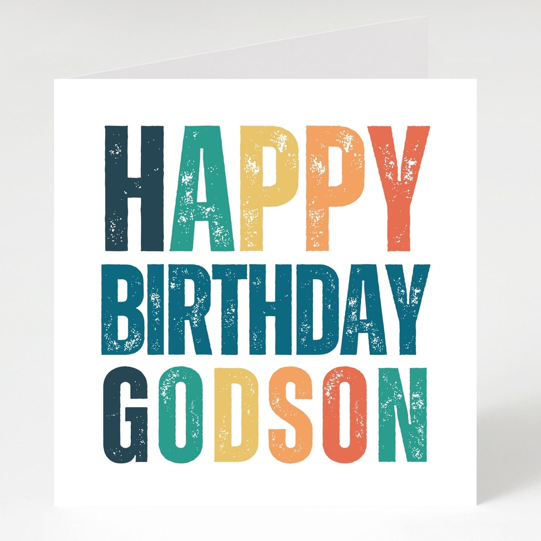 Godson Birthday Card, Modern Birthday Greeting Card, Textured ...
