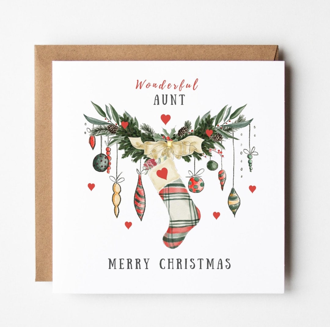 Aunt Christmas Card, Merry Christmas Card, Wonderful Aunt Card ...