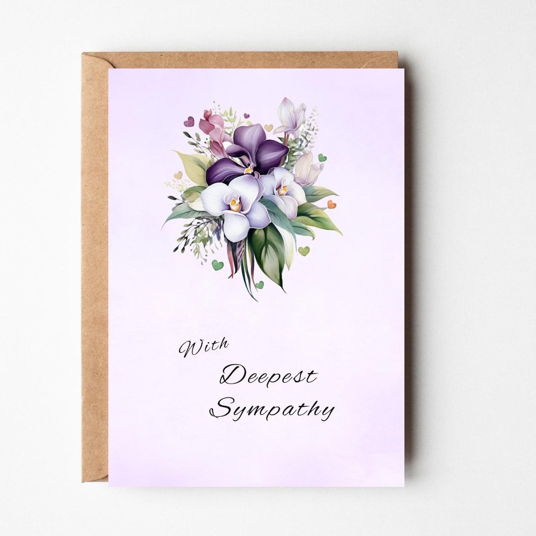 Sympathy Card, Condolence Greeting Card, Floral Deepest Sympathy Card ...