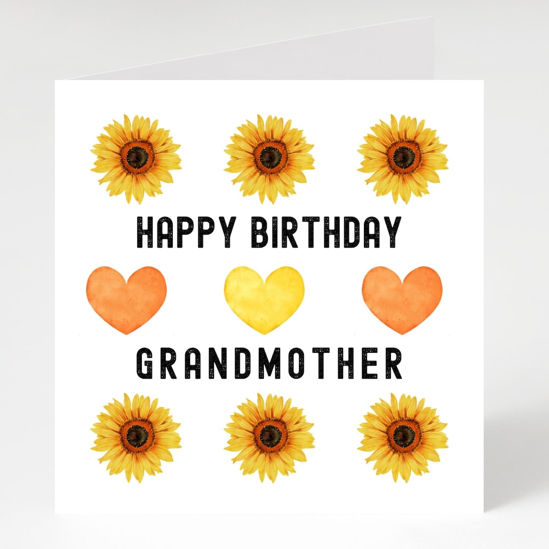 Grandmother Birthday Card, Happy Birthday Grandmother, Watercolour ...