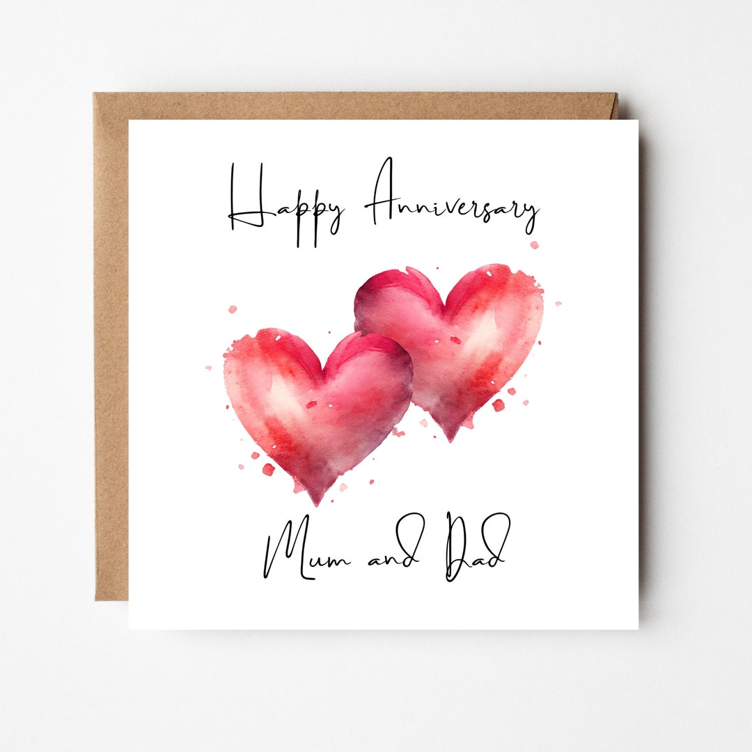 Happy Anniversary Card Mum and Dad, Greeting Card for Parents ...