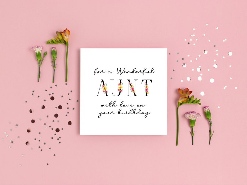 Aunt Birthday Card Birthday Card for Aunt Modern Floral - Etsy