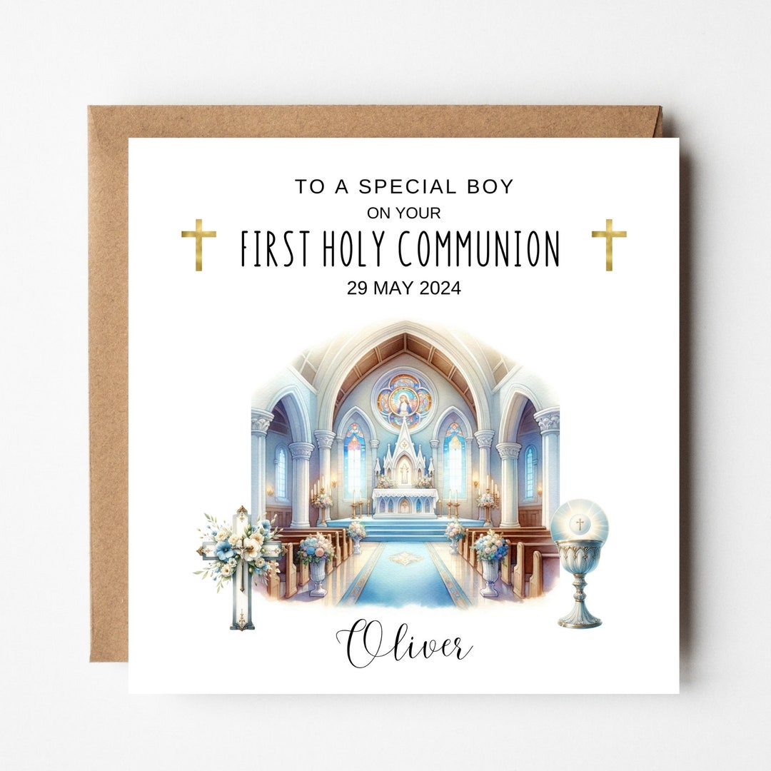 Personalized First Holy Communion Card for Boy - Etsy