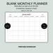 Undated Monthly Planner Printable Monthly Calendar Pages Sunday Monday ...