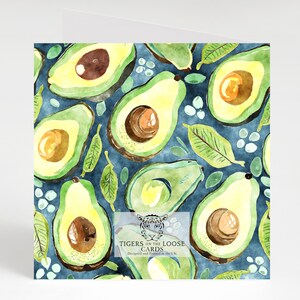 Avocado Fruit Card Modern Colourful All Occasions Greeting Card Blank ...