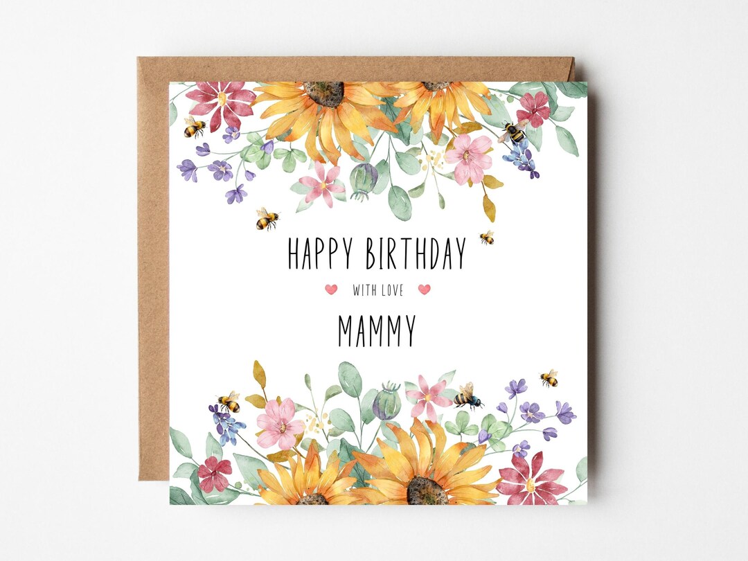 Mammy Birthday Card Happy Birthday With Love Mammy Modern - Etsy