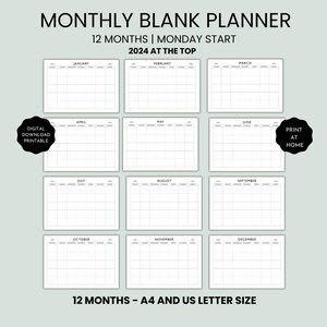 Undated Monthly Planner Printable Monthly Calendar Pages Sunday Monday ...
