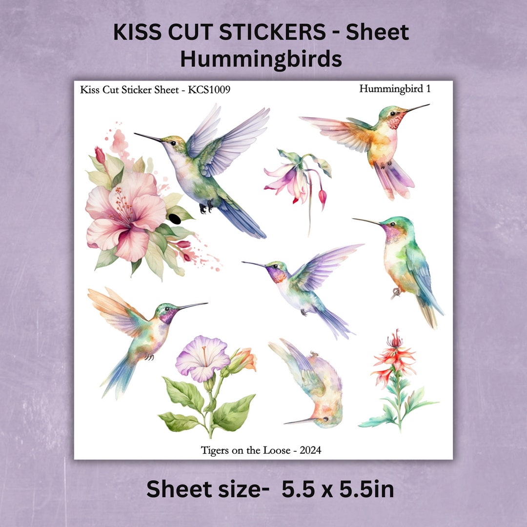Hummingbird Stickers Kiss Cut Sticker Sheet Removable Vinyl for Laptops ...