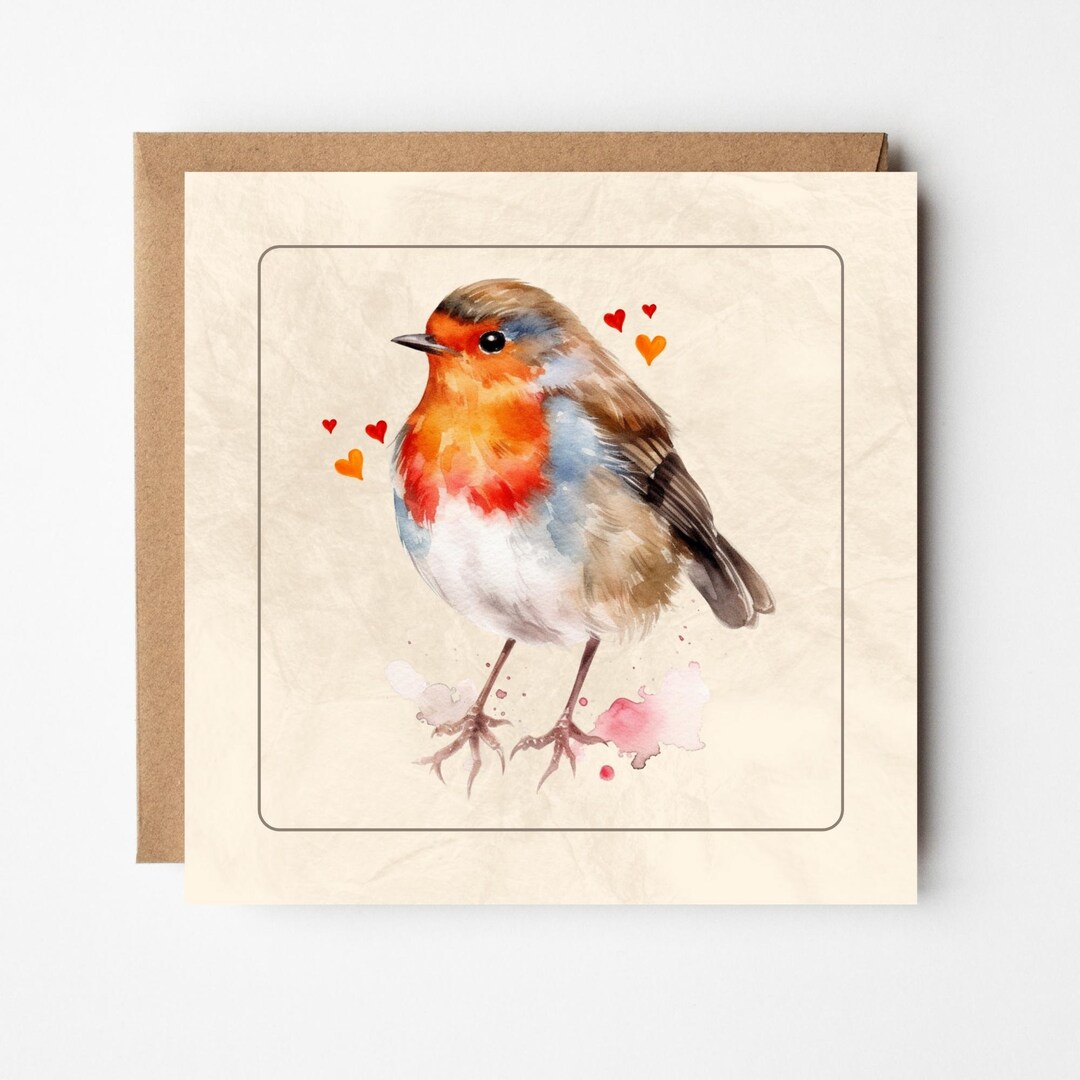 Robin Card, Blank Greeting Card, Cute Bird Wildlife, All Occasion, Just ...