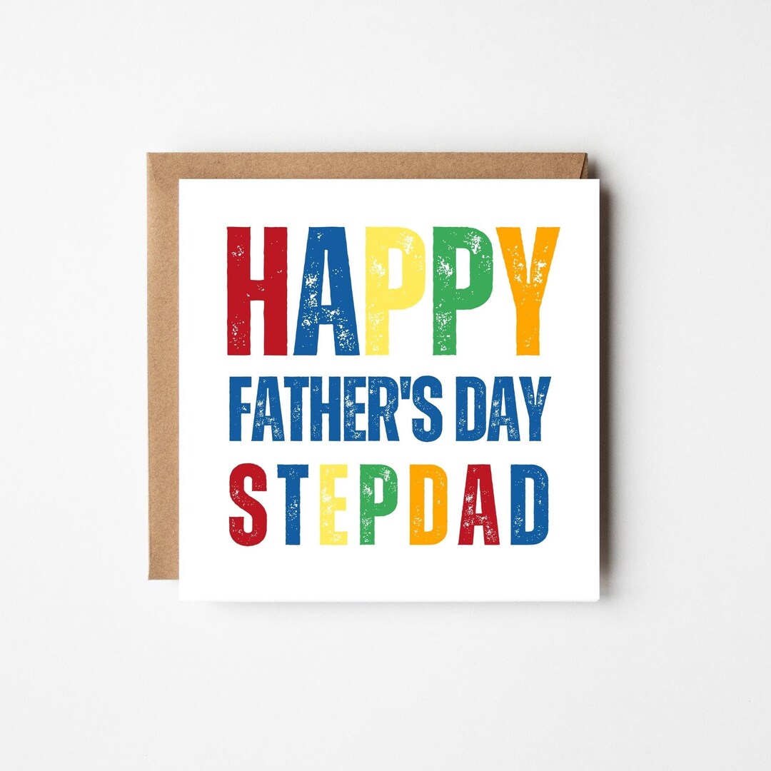 Step Dad Father's Day Card Modern Greeting Card for Stepfather Text ...