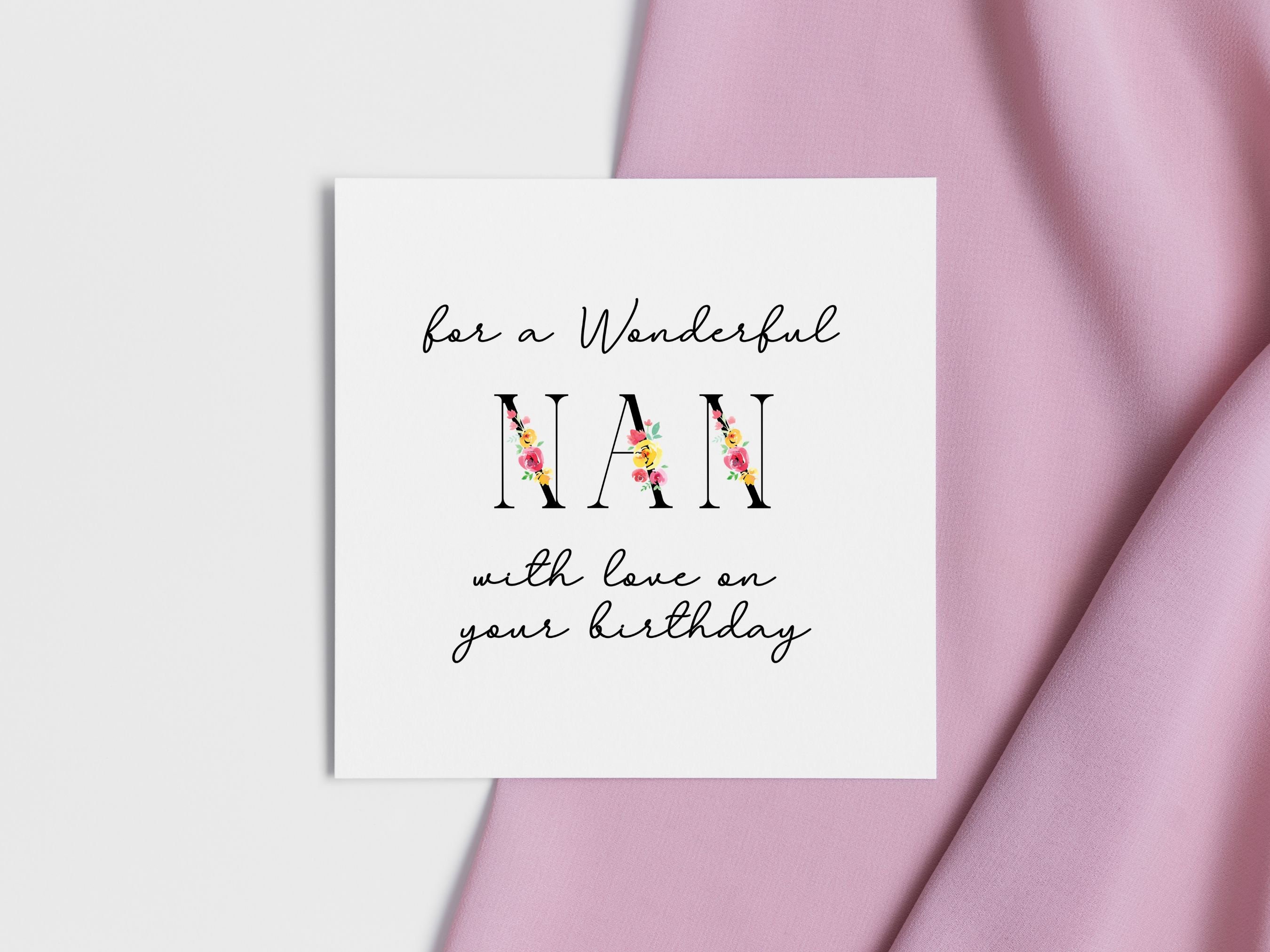 Nan Birthday Card, Floral Birthday Card for Nan - Etsy