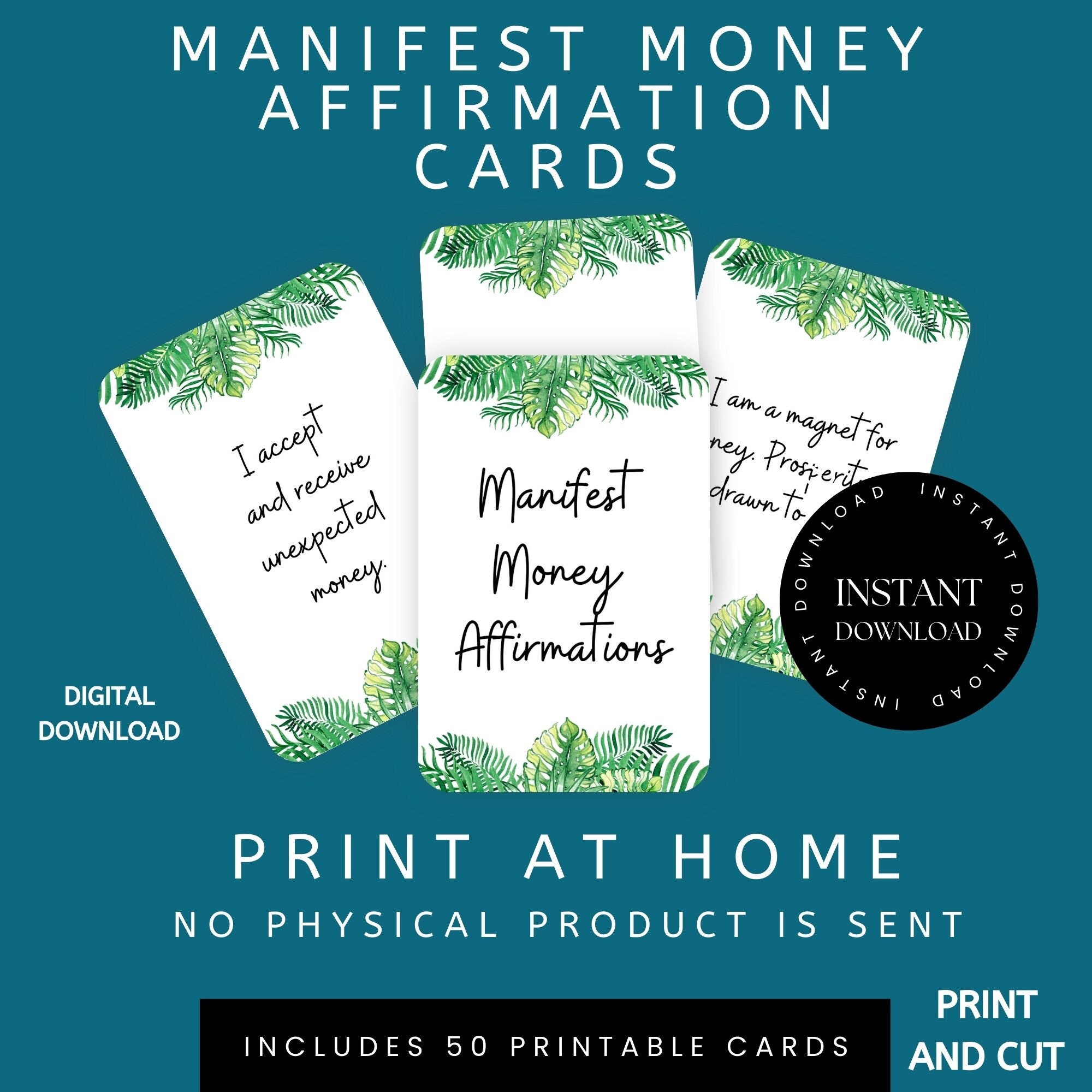 50 Money Mindset Affirmation Cards Printable Vision Board - Etsy