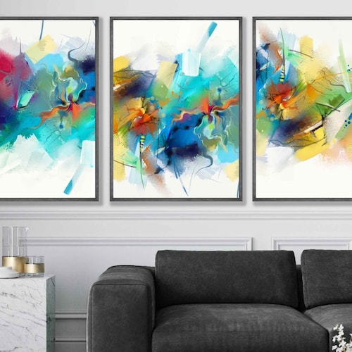 3 Piece Wall Art Set of 3 Prints Abstract Art Watercolor Print | Etsy