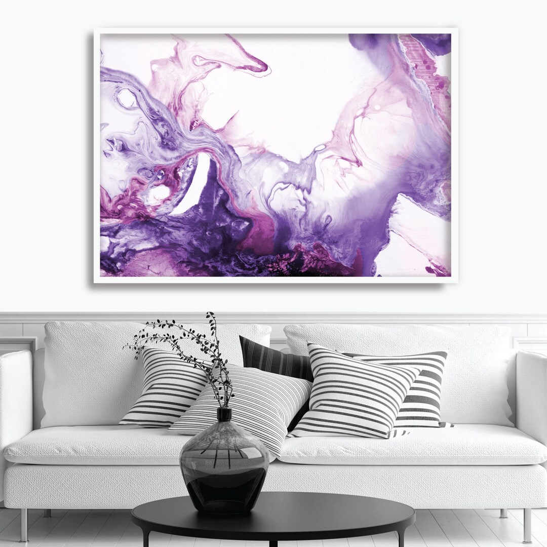 ABSTRACT Pink Purple & White Art Print of Paintings Wall Art Print ...