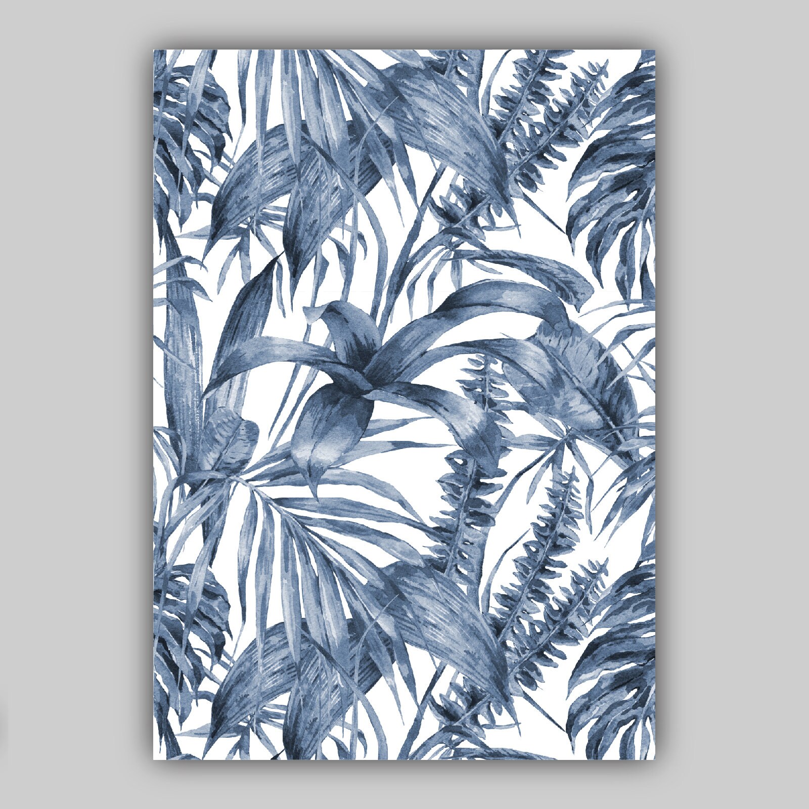 BOTANICAL set of 3 Navy Blue art PRINTS from Original | Etsy
