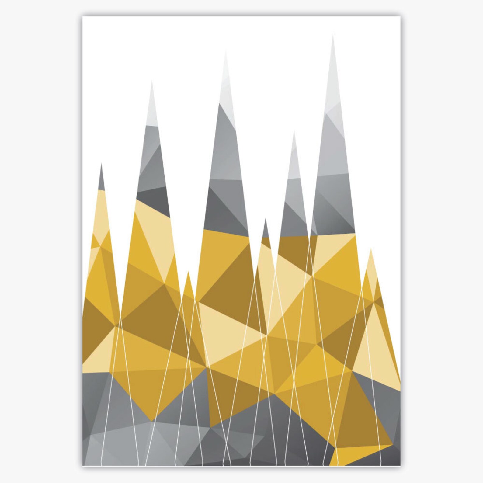 GEOMETRIC Set of 3 YELLOW & Grey Art Prints STAG Antlers and - Etsy