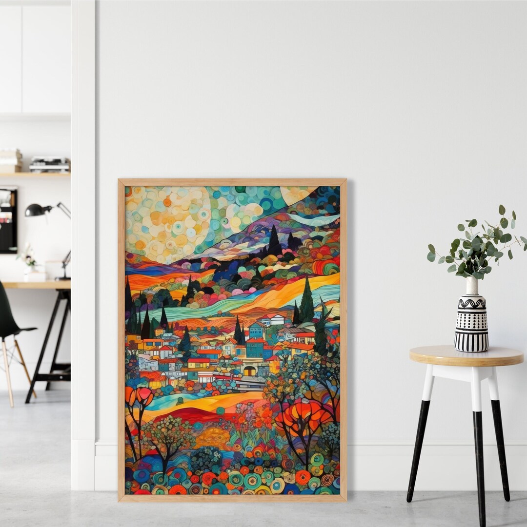 Multi-colour Vibrant Abstract Rural Landscape Contemporary Style ...