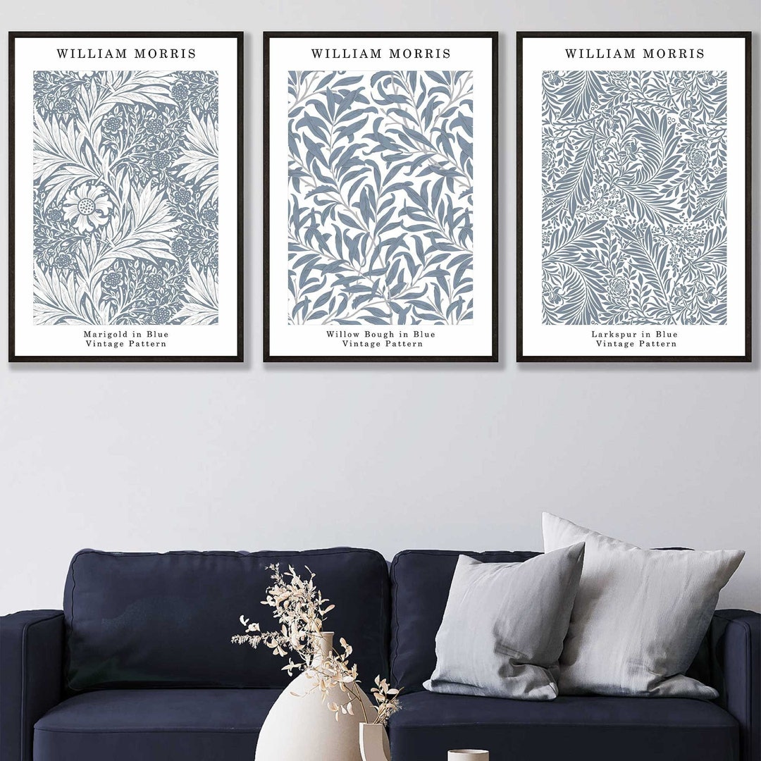 William Morris Set of 3 Art Prints, William Morris Print, Blue William ...