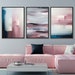 Set of 3 Abstract Navy Blue & Blush Pink Wall Art Prints From Original ...