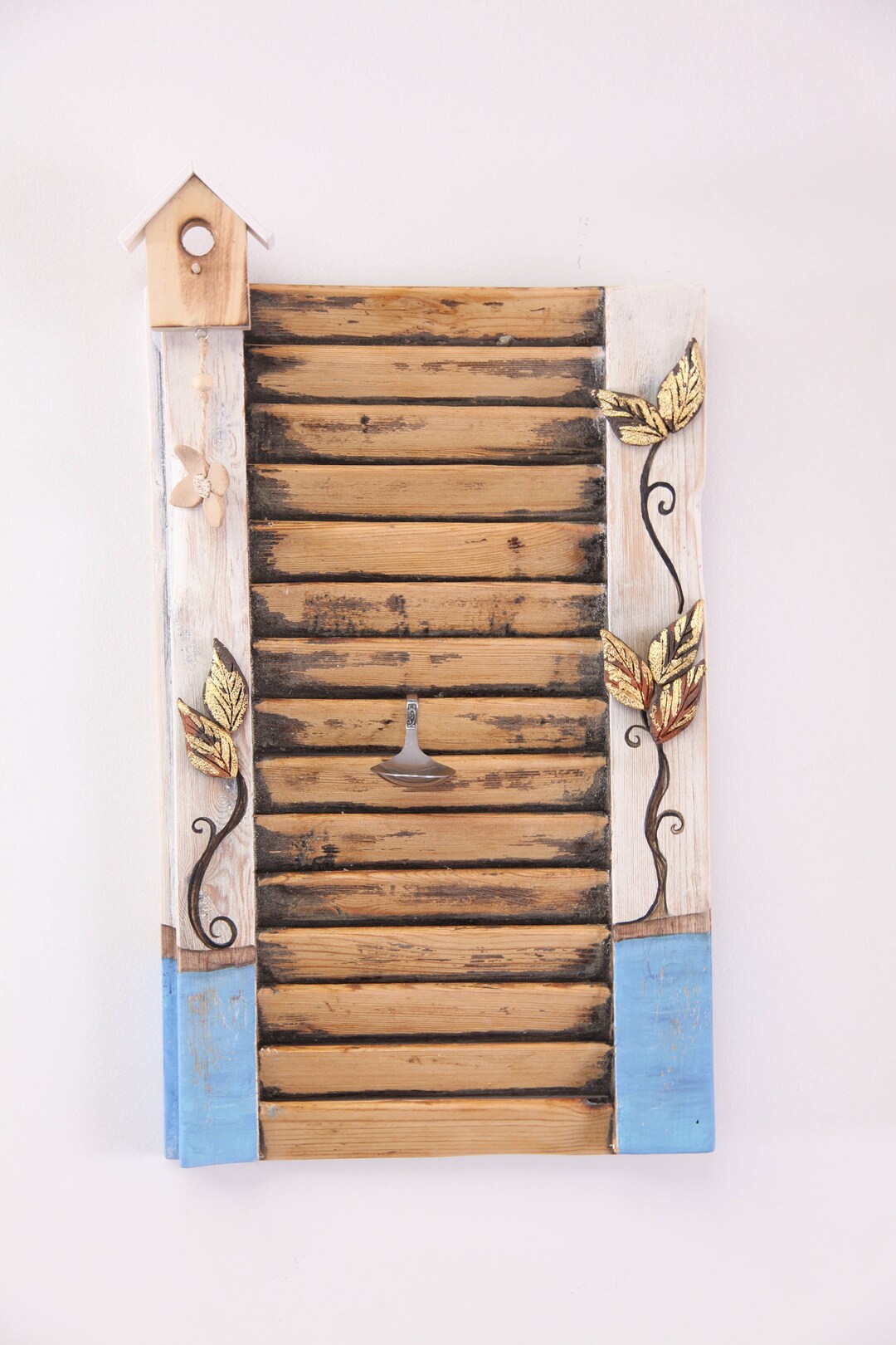 Old Window Shutter Decorative Painting and Candle Holder - Etsy