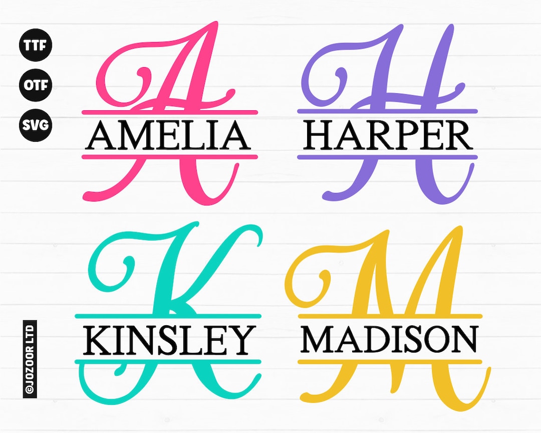 Carattere SVG alfabeto monogramma diviso, carattere SVG monogramma ...