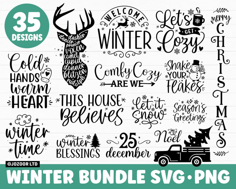 Christmas SVG Bundle, Winter SVG, Santa SVG, Winter Svg Bundle, Merry ...